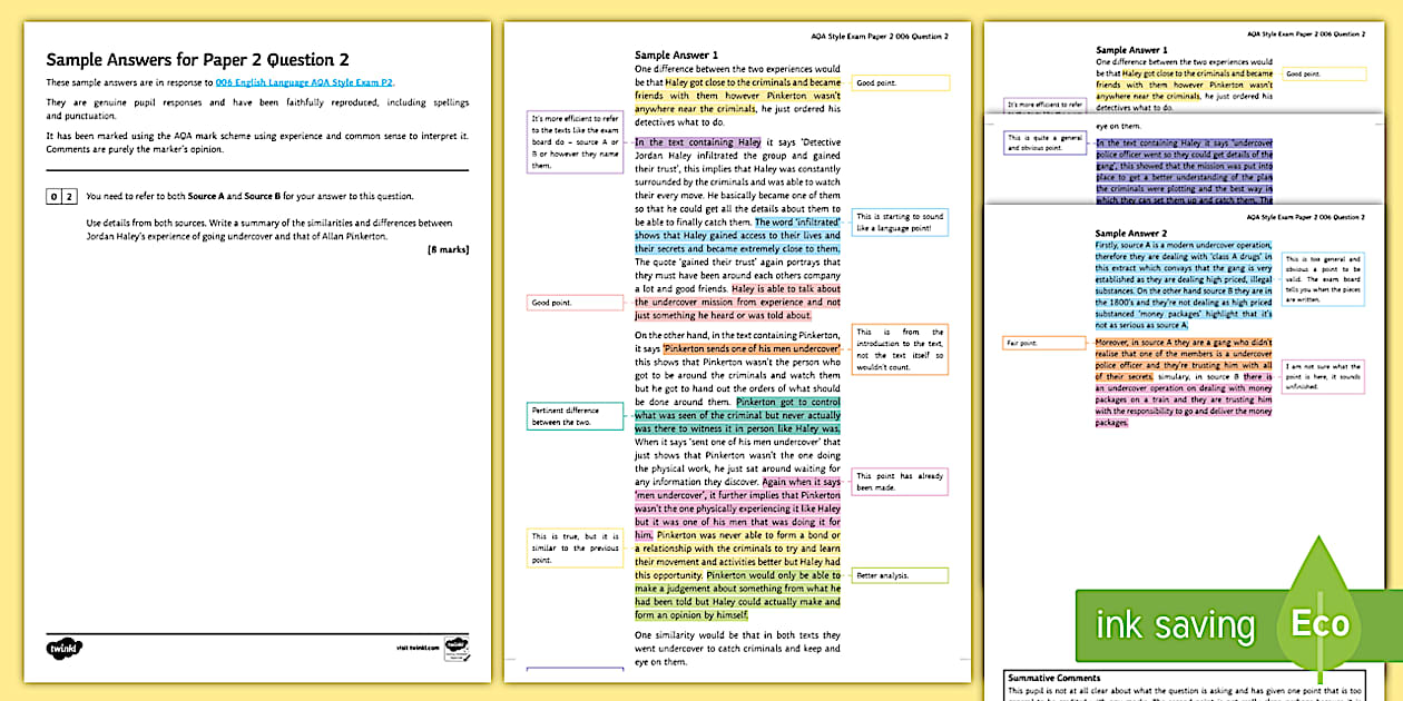 AQA Language Paper 2: Question 2 Sample Answers - Detectives