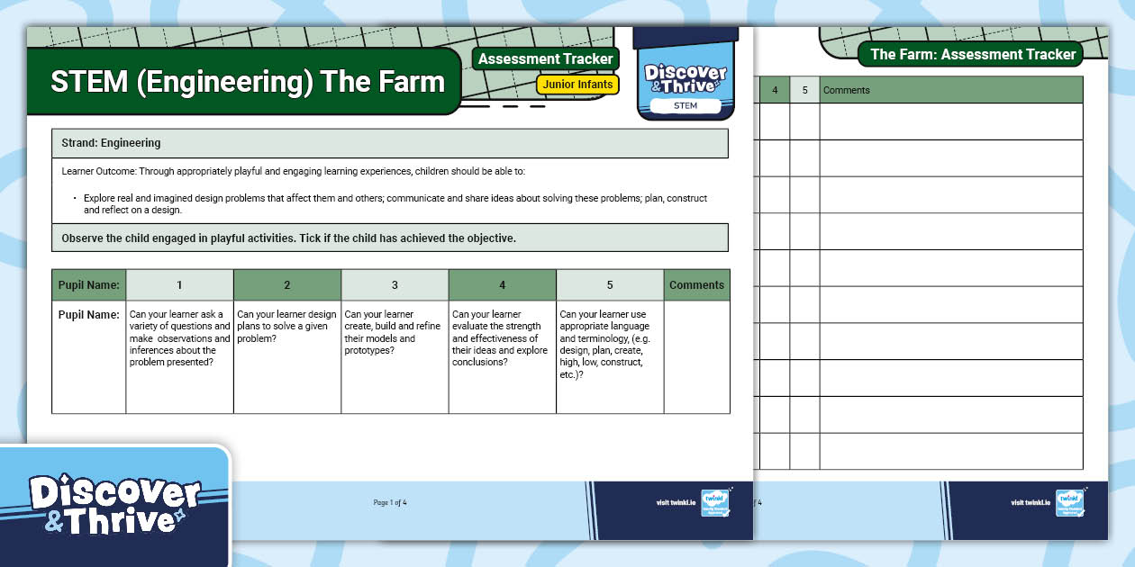 STEM (Engineering) The Farm Assessment Tracker (Junior Infants)