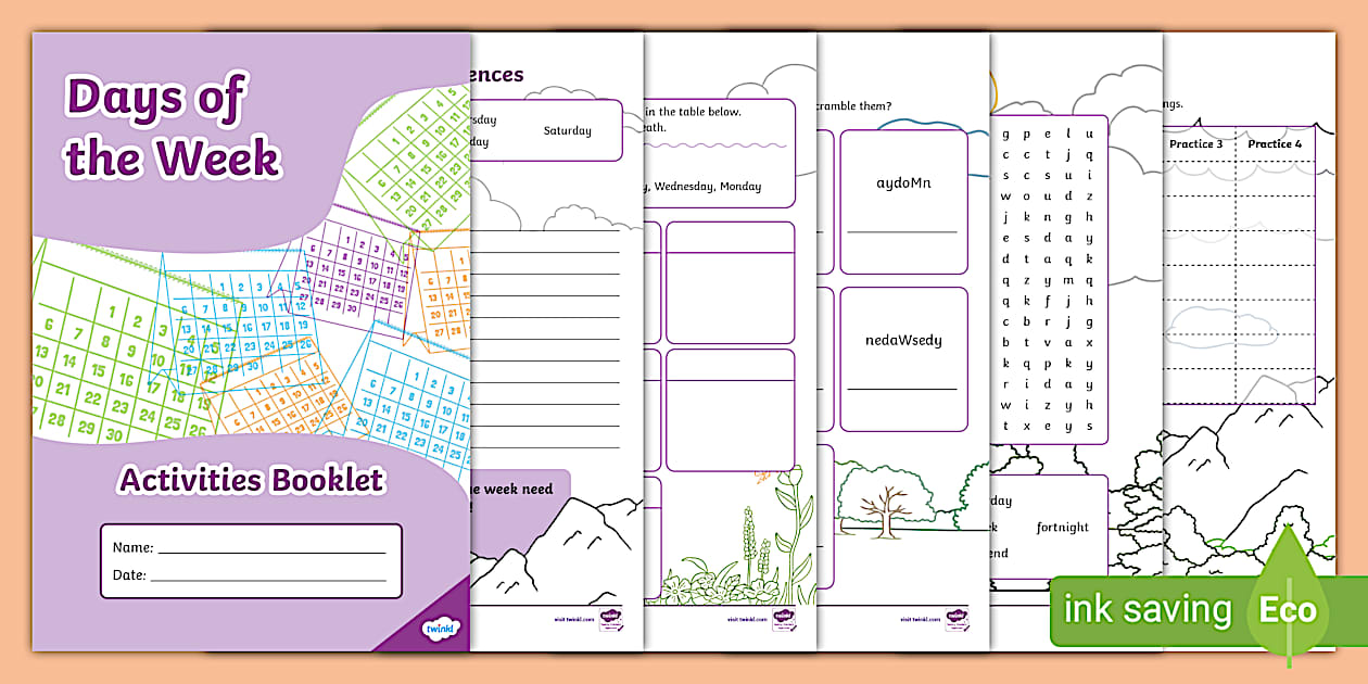 Days of the Week Activities Booklet (Hecho por educadores)