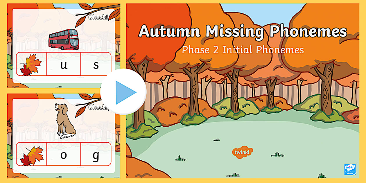 Autumn Missing Phonemes - Phase 2 Initial Sounds PowerPoint