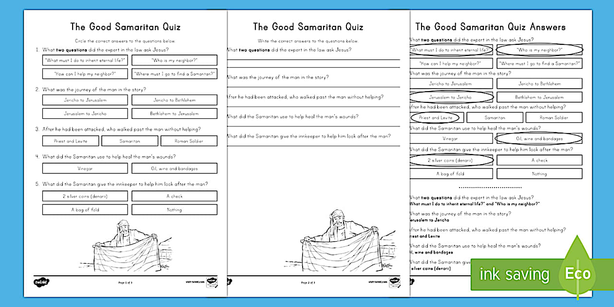 The Good Samaritan Quiz | Christian Education | Twinkl USA