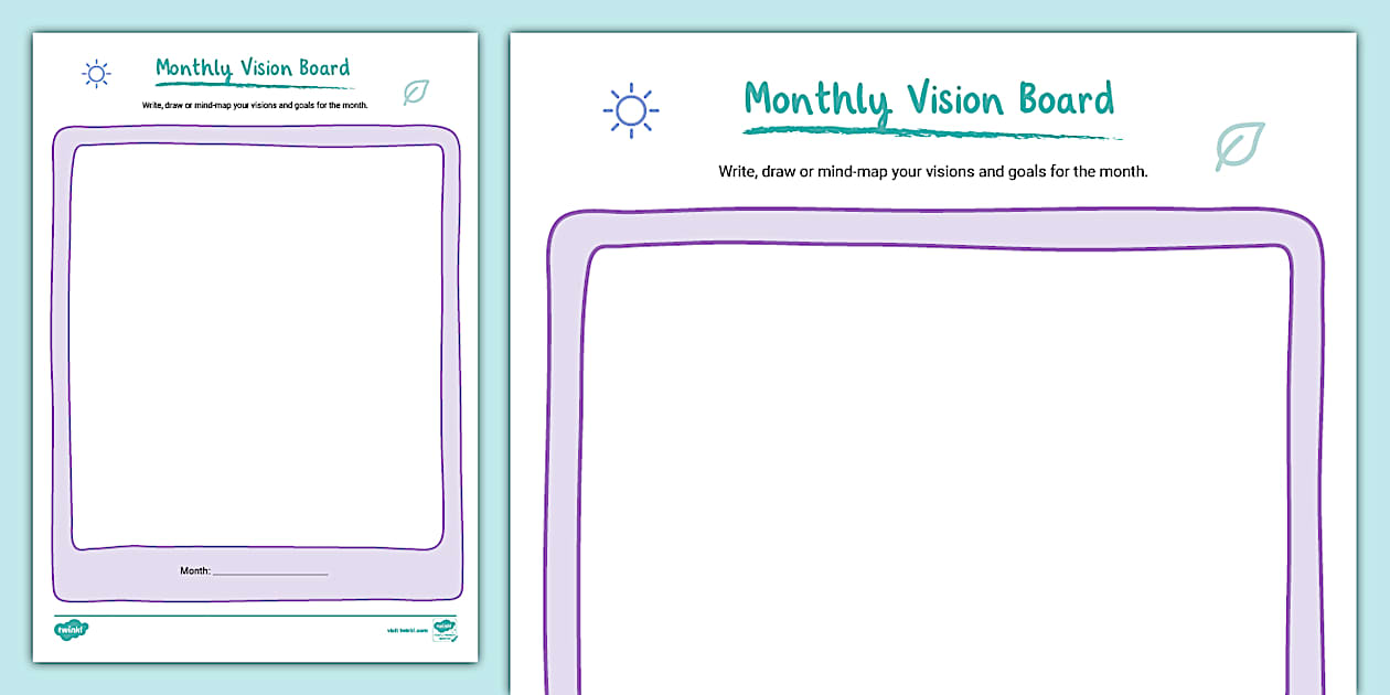 Monthly Vision Board Template ELC (teacher made) - Twinkl