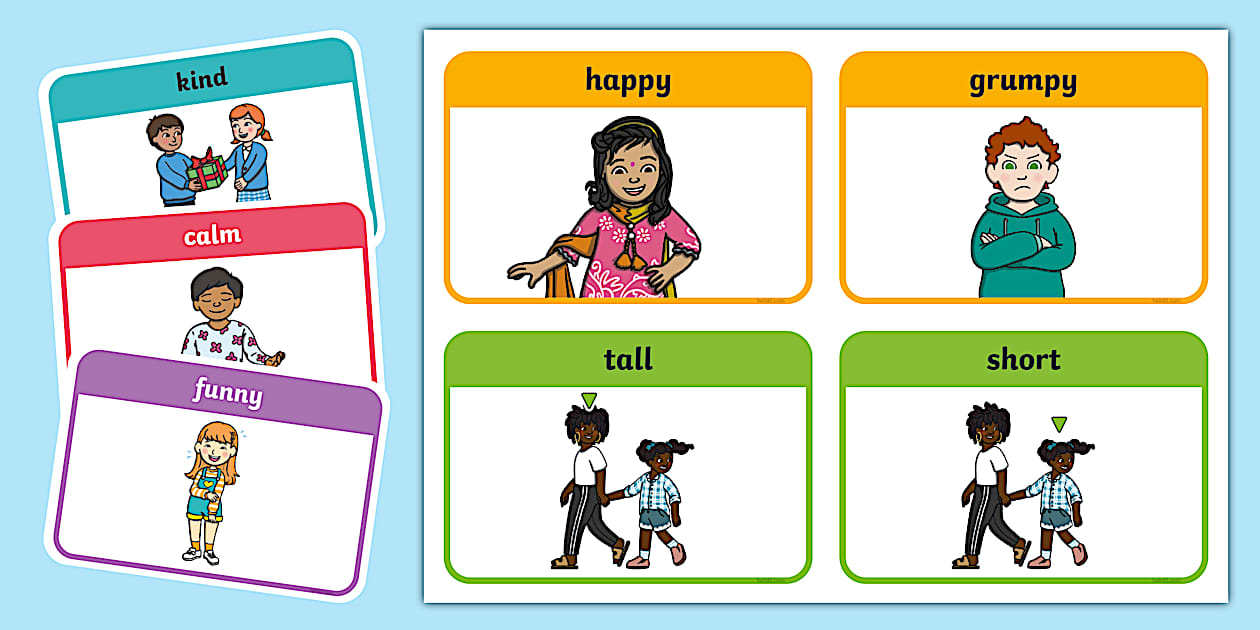 Character Description Adjectives Flashcards (teacher made)