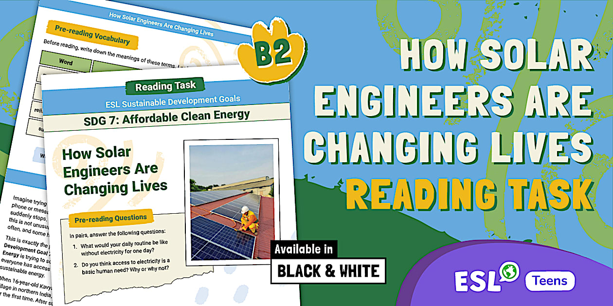 ESL SDG 7: Reading Task - Affordable Clean Energy