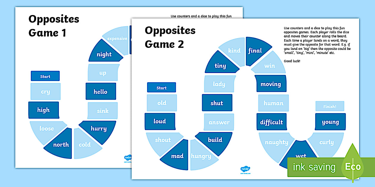 Editable Opposites Board Game (teacher made) - Twinkl