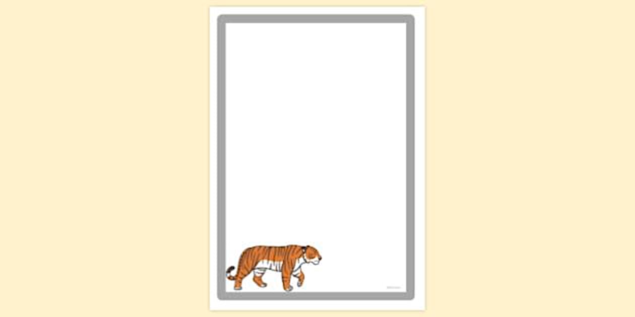 Angry Tiger Walking Page Border