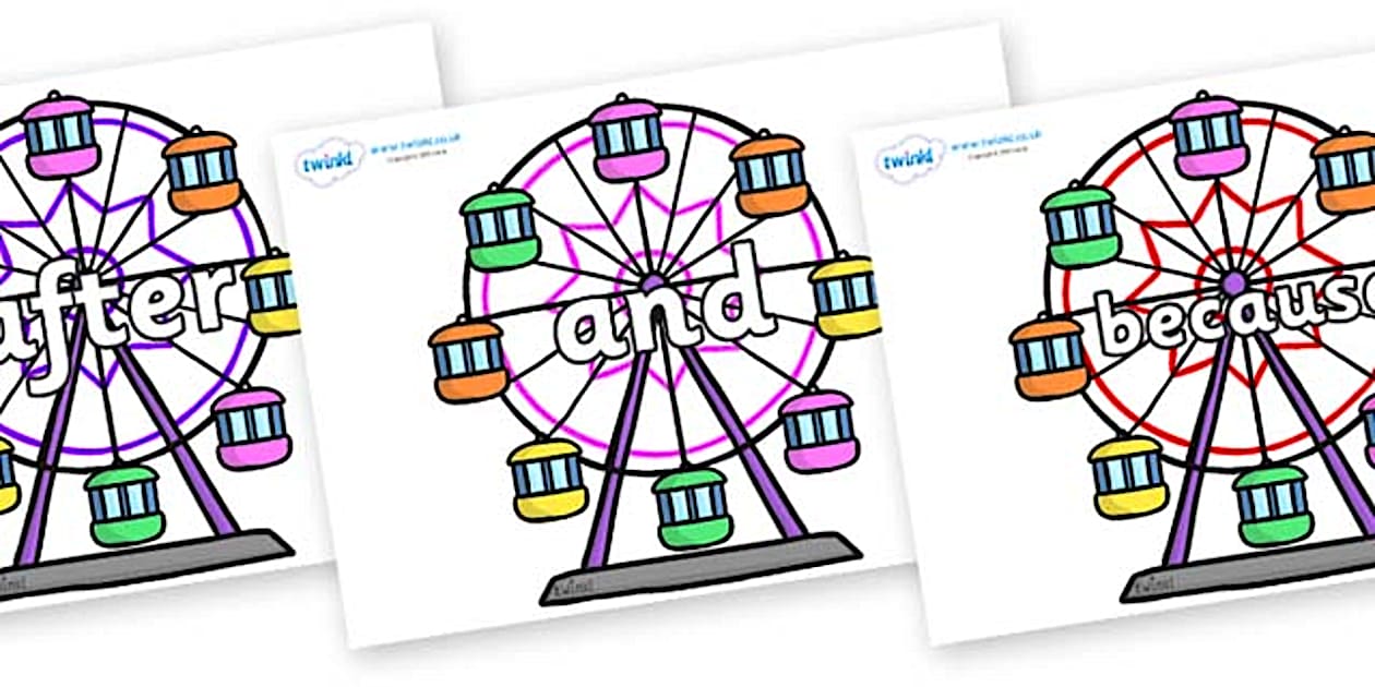 Connectives on Ferris Wheels (Teacher-Made) - Twinkl