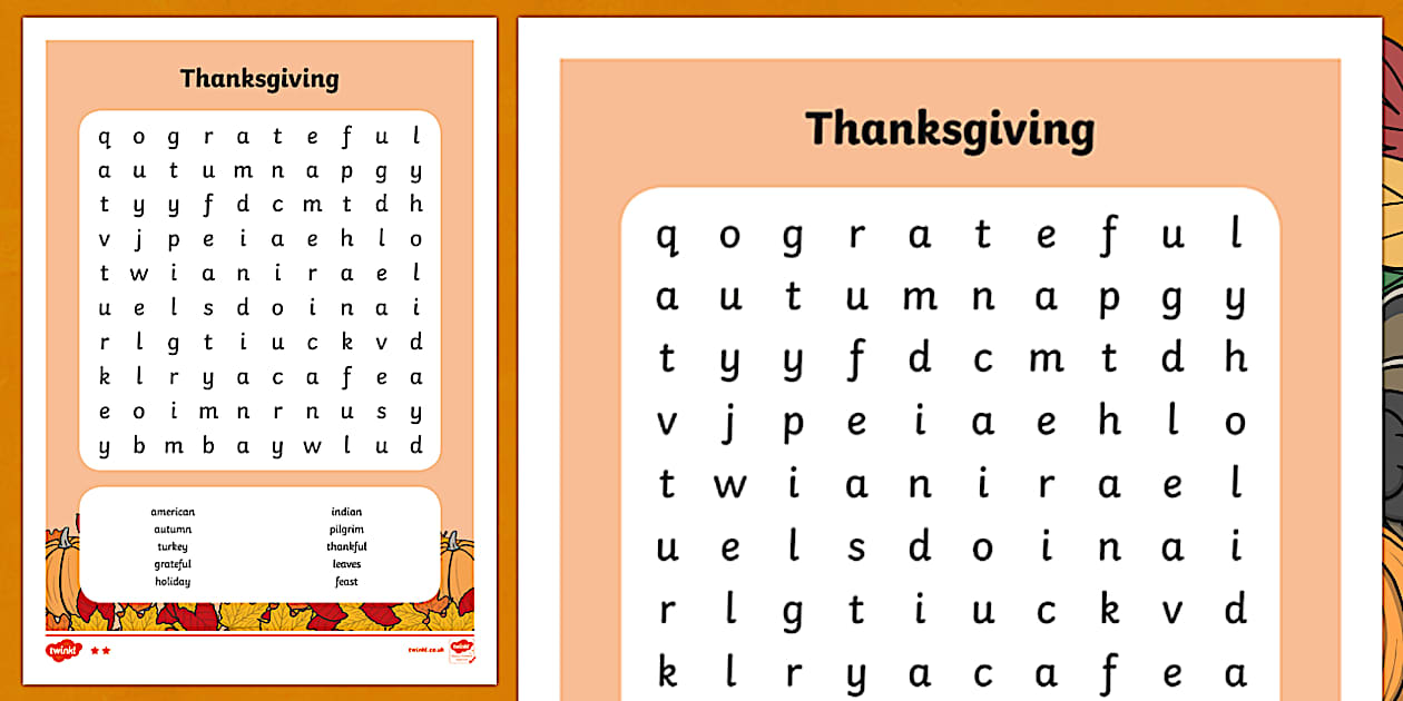 Thanksgiving-themed Word Search (teacher made) - Twinkl