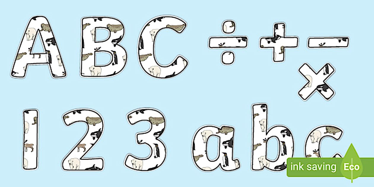 Cursive Polar Animals A4 Display Letters - Twinkl