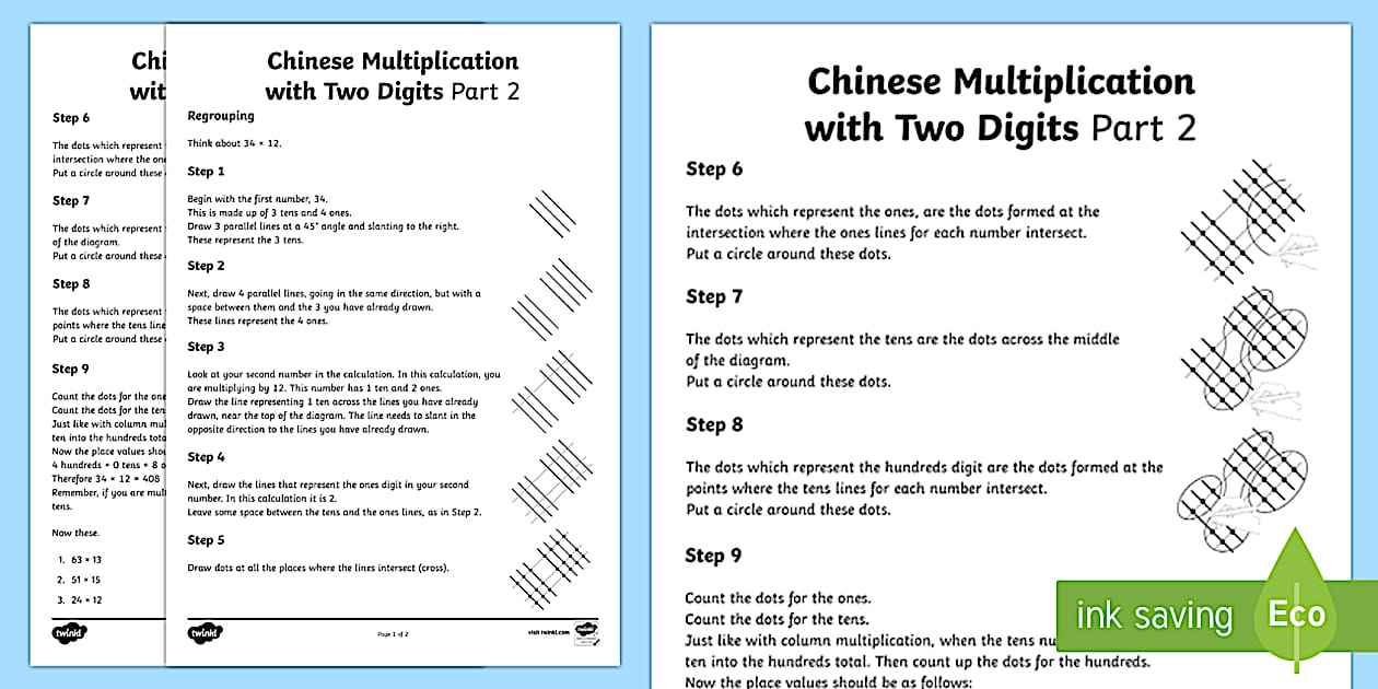 KS2 Chinese Multiplication with Two Digits Part 2 Worksheet / Worksheet