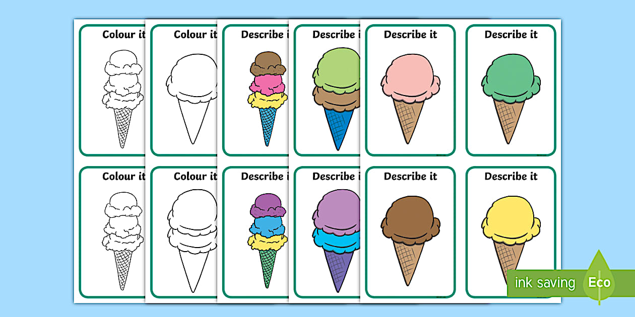 Editable Describe It Colour It Ice Cream Game (teacher made)