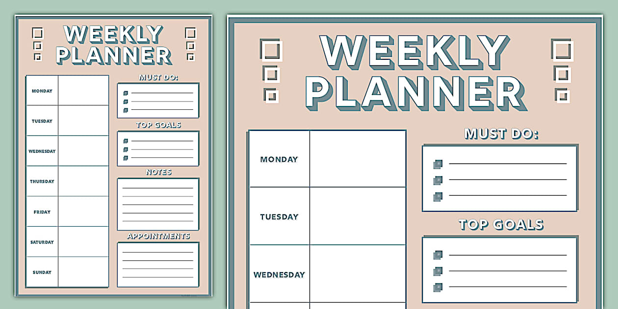 3D Effect Themed Weekly Planner (teacher made) - Twinkl