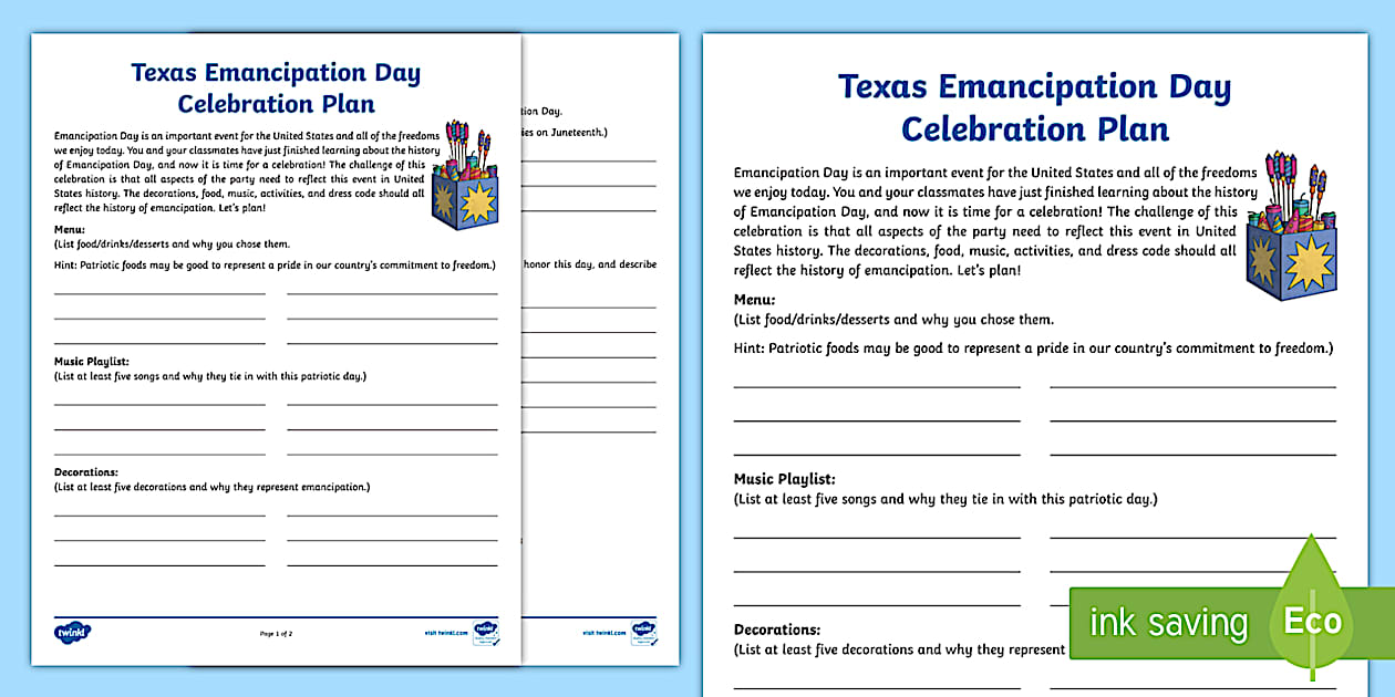 Emancipation Day Planning Activity | Juneteenth | Twinkl USA