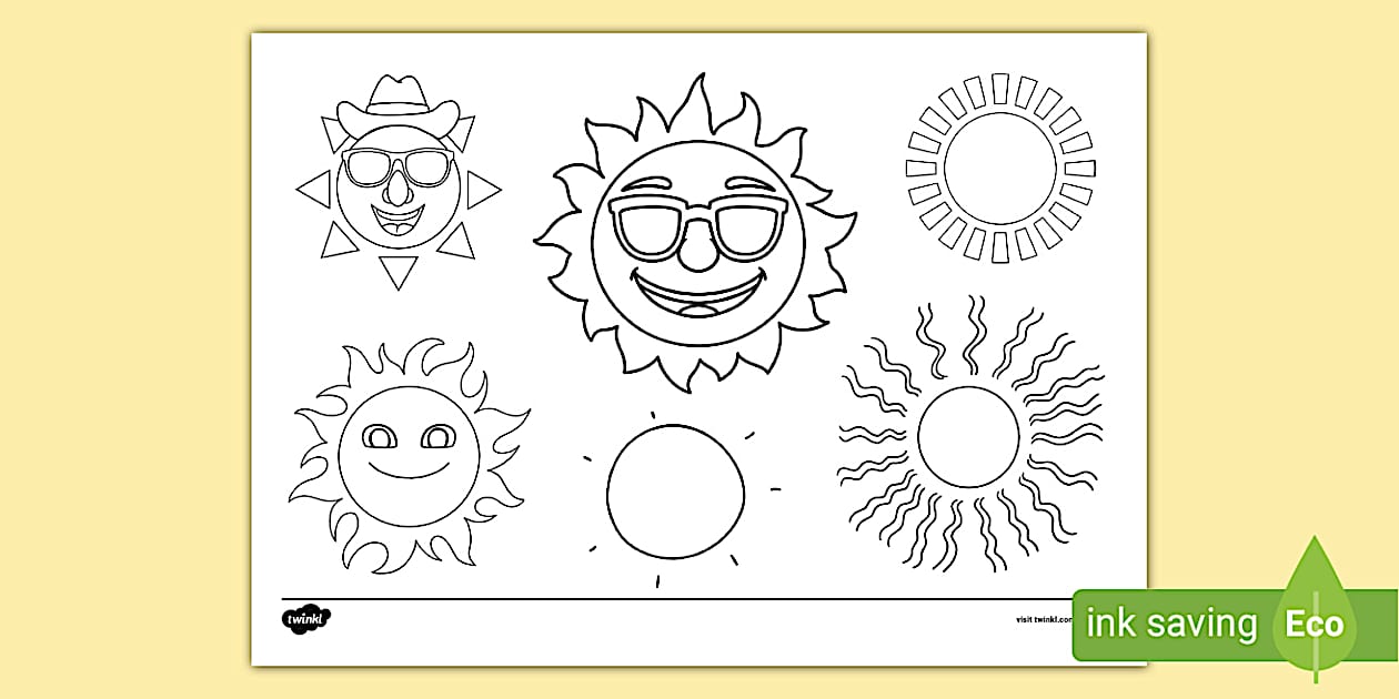 Sun Doodle Colouring Page (teacher made) - Twinkl