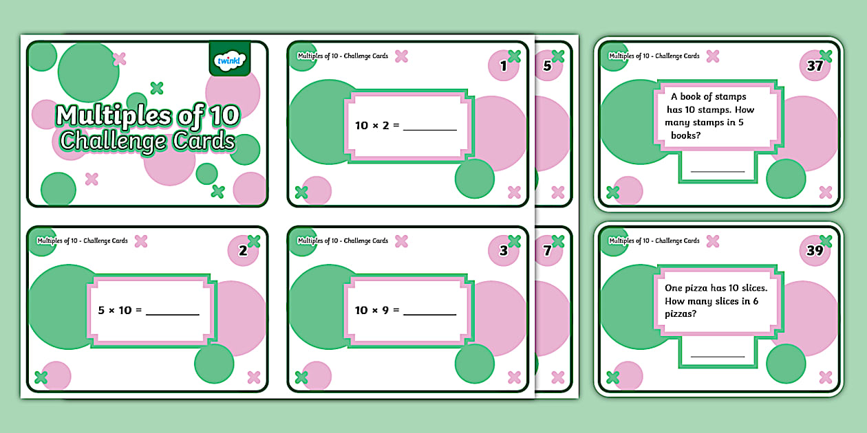 Challenge Cards Multiples of 10 (teacher made) - Twinkl