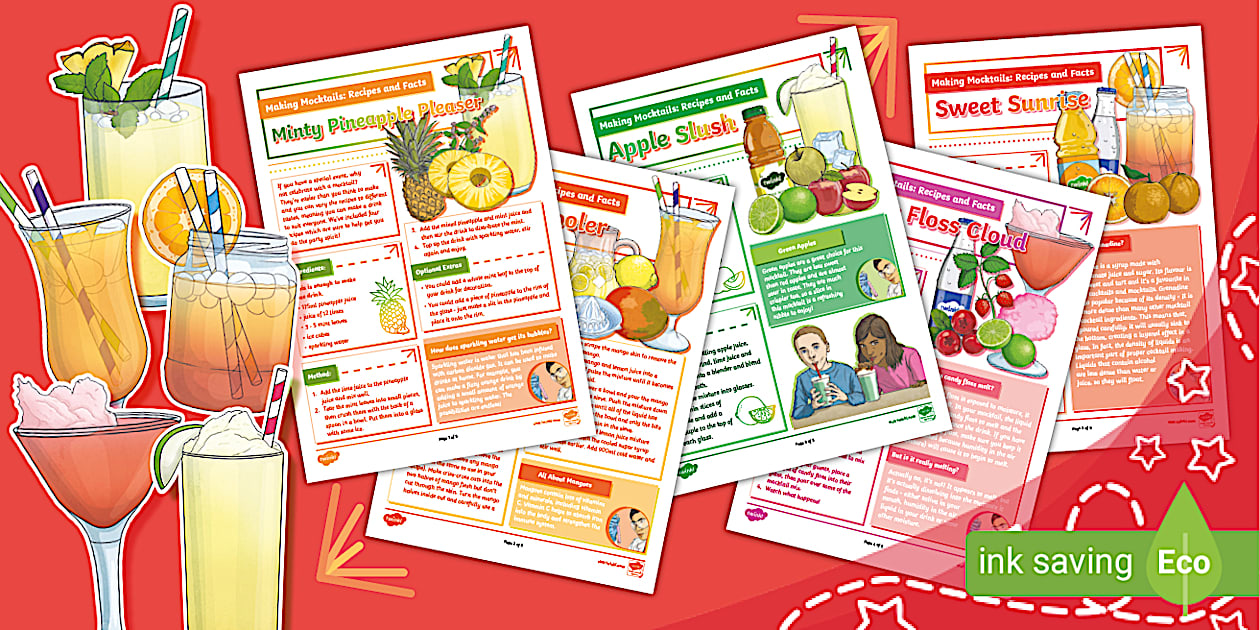 Making Mocktails: Mocktail Recipes and Facts (teacher made)