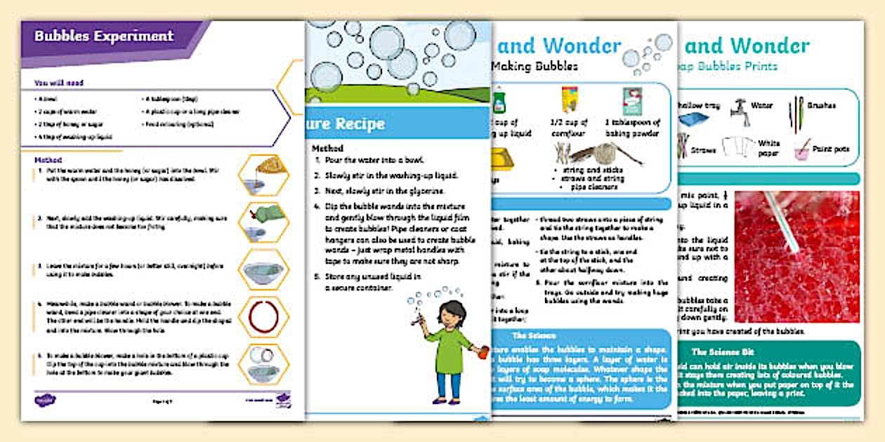 Bubbles Experiment Pack for Kindergarten - KS2 - Twinkl