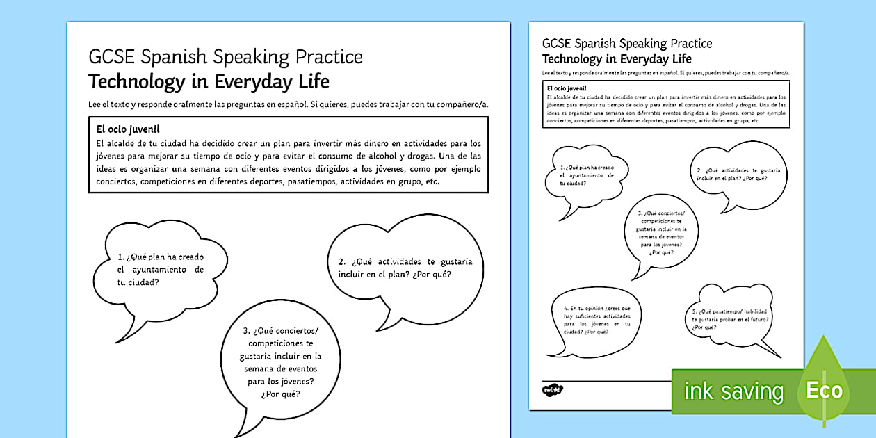 Free Time Speaking Practice Worksheet / Worksheet - Twinkl
