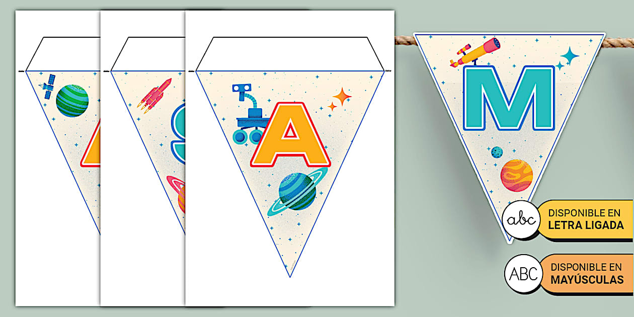 Carteles para asamblea: Banderines - Espacio (teacher made)