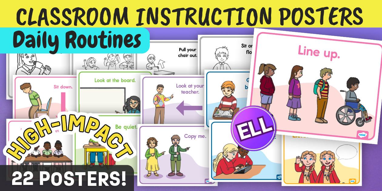 Visual Instruction Posters for Daily Routines for ELL