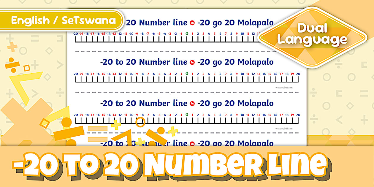 Maths - Term 1 - Number Line -20 to 20 - Activity Sheet - Setswana/English