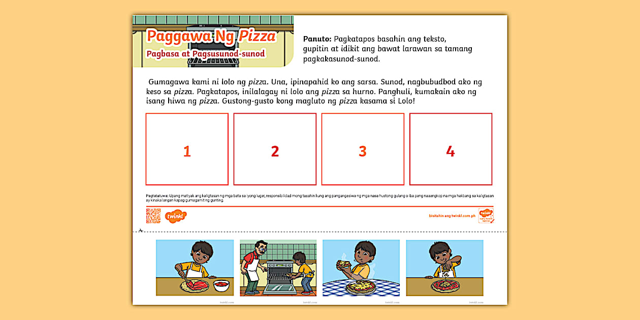 Paggawa Ng Pizza: Worksheet | Kindergarten | Twinkl PH