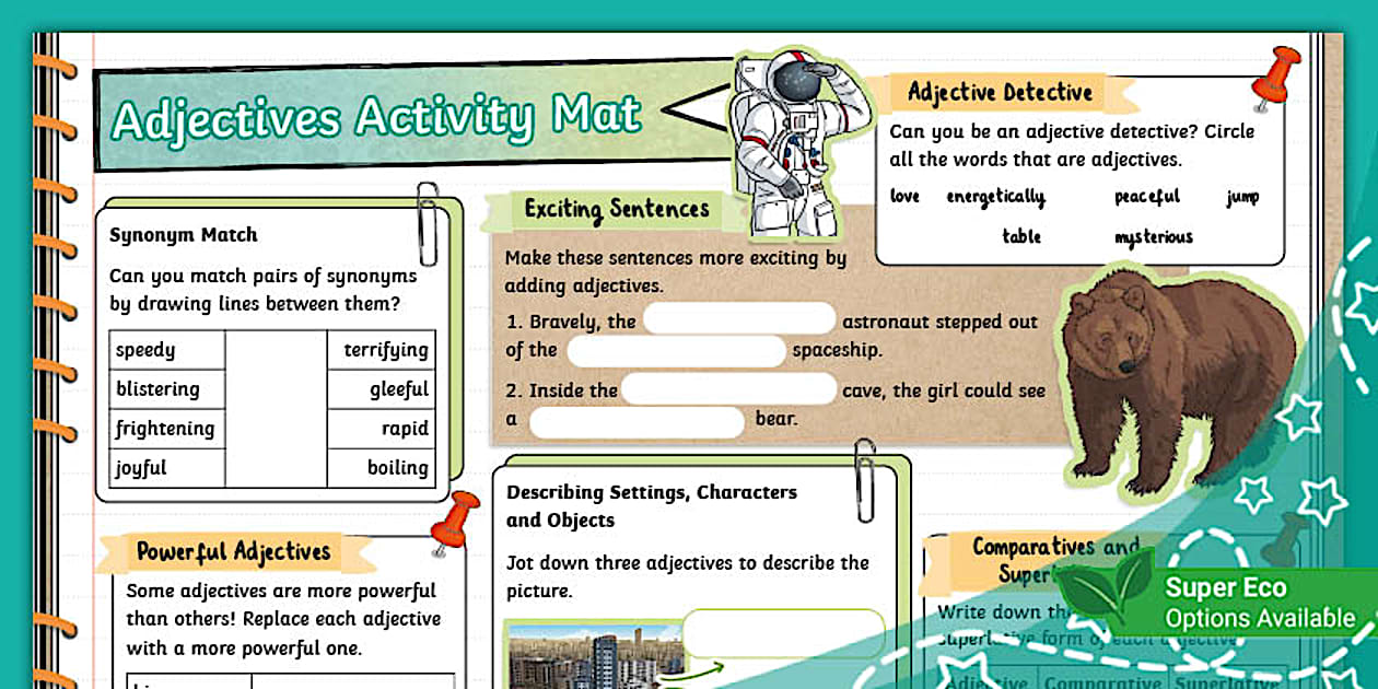 Adjectives Activity Mat (Ages 7 - 9)