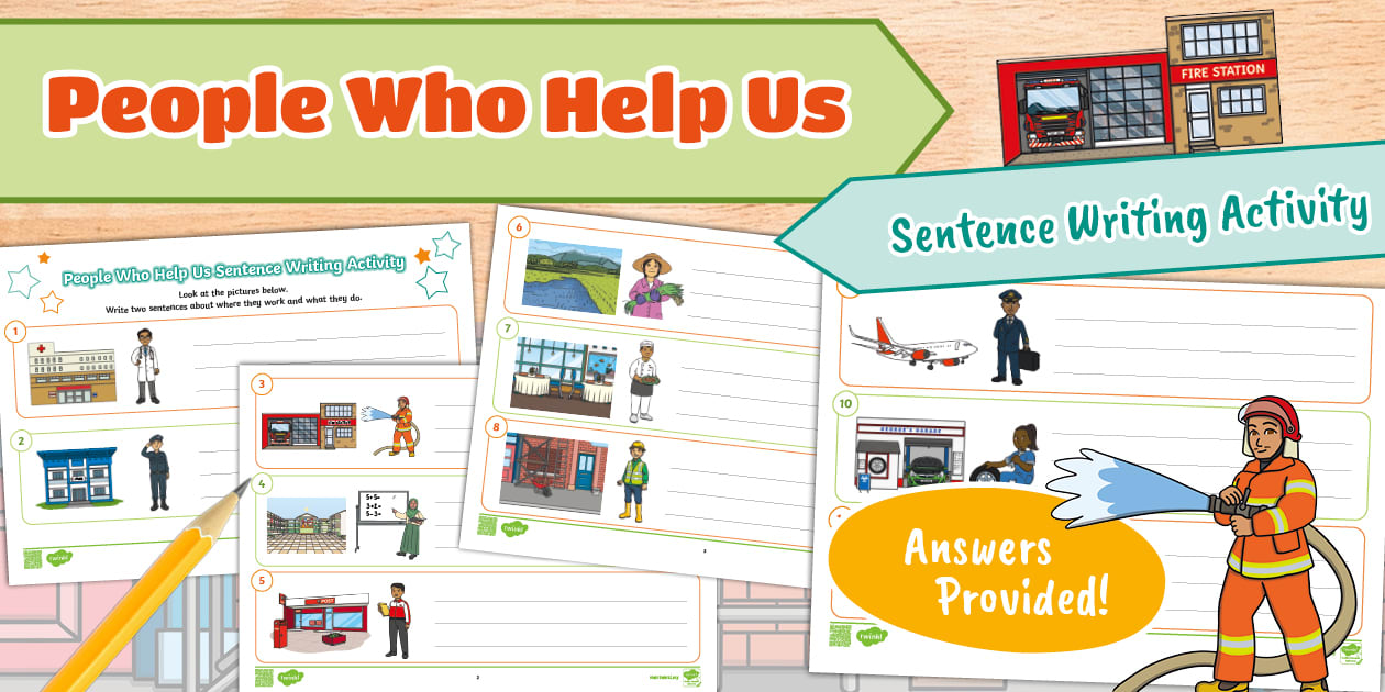 People Who Help Us - Sentence Writing Activity