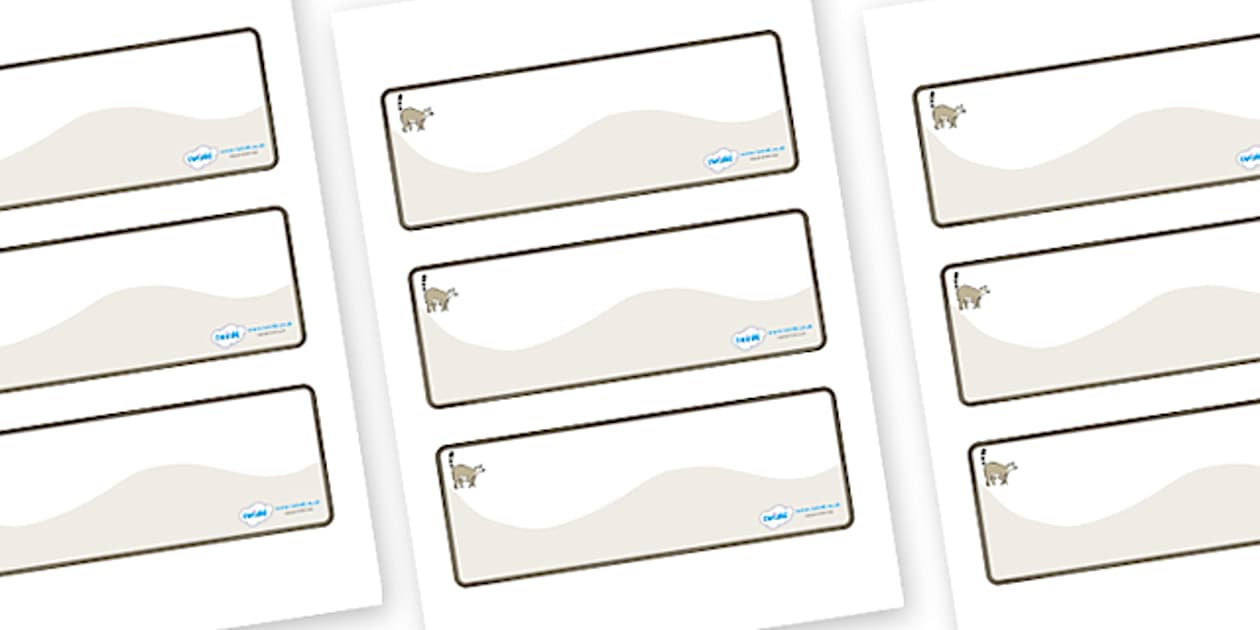 Lemur Themed Editable Creative Area Resource Labels