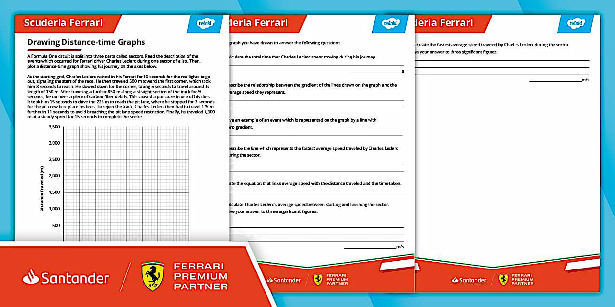 FREE! - Scuderia Ferrari: Drawing Distance-time Graphs for 6th-8th Grade