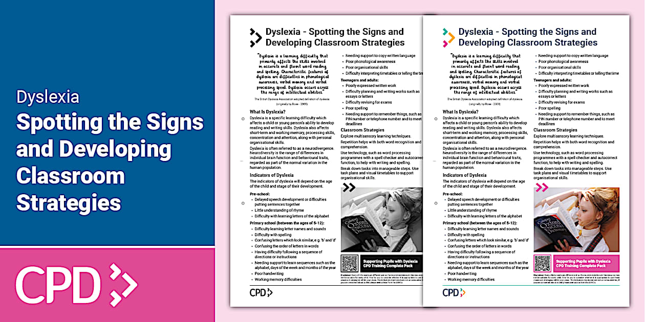 Dyslexia - Spotting the Signs and Classroom Strategies