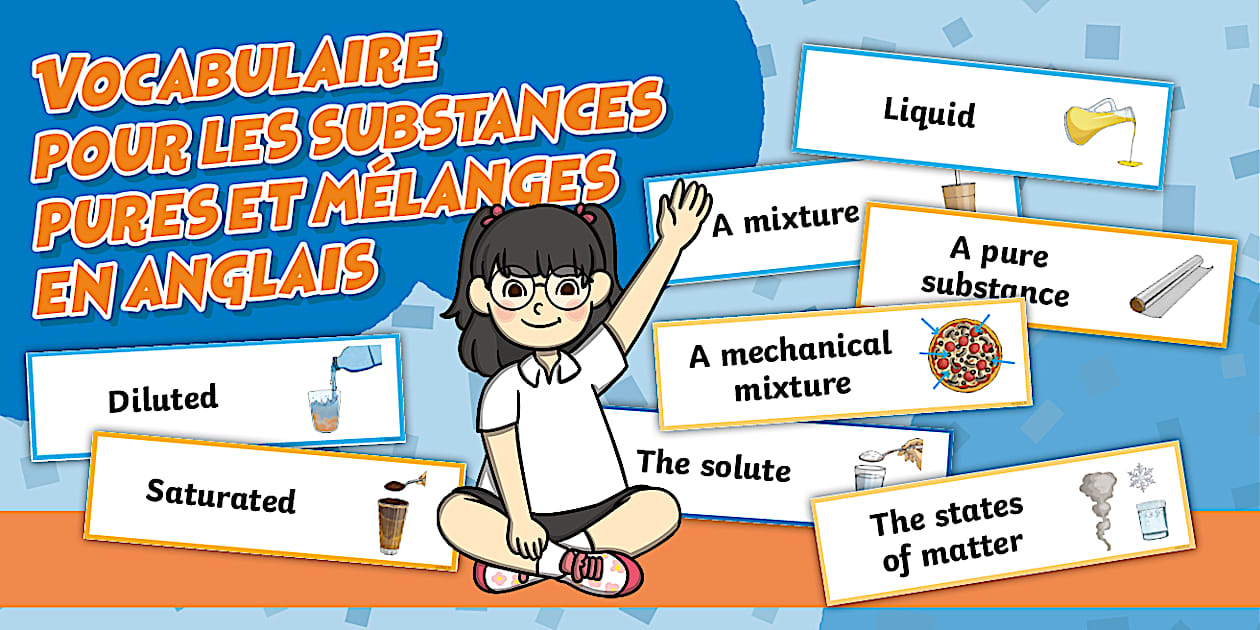 Vocabulaire pour les substances pures et mélanges - Anglais
