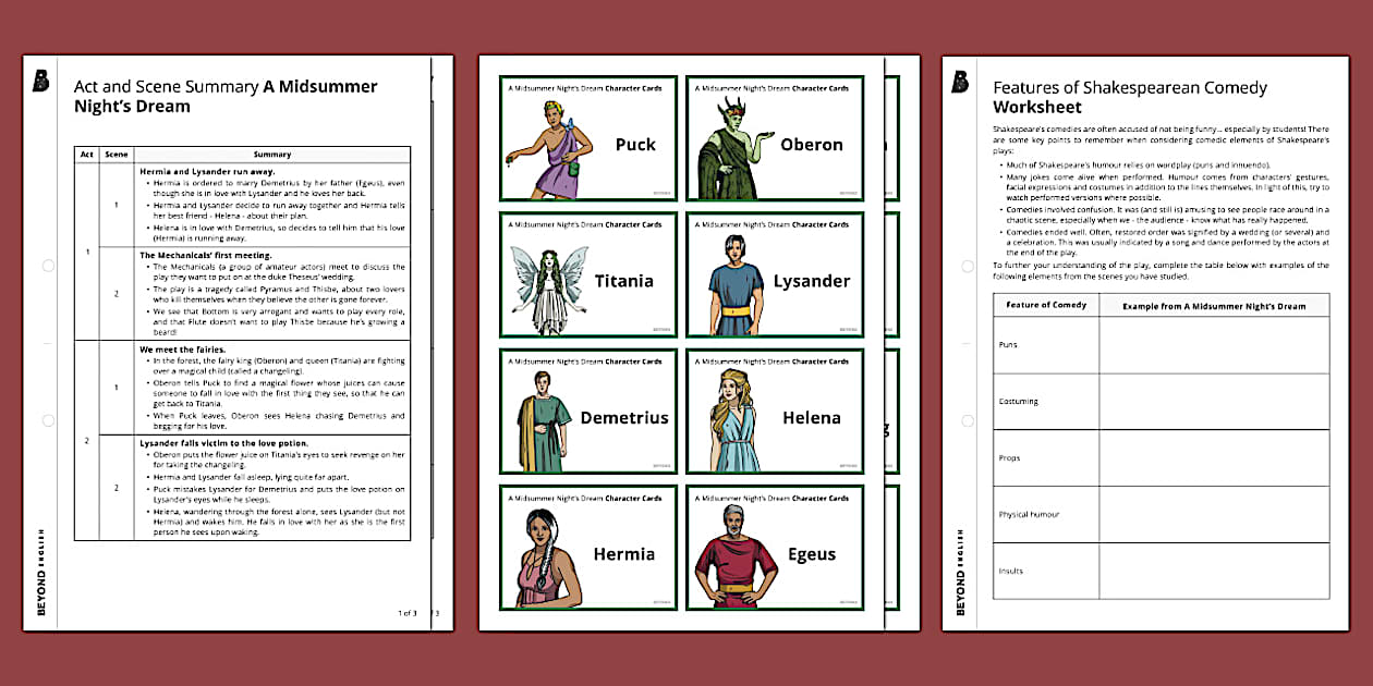 A Midsummer Night's Dream Activity Pack (teacher made)