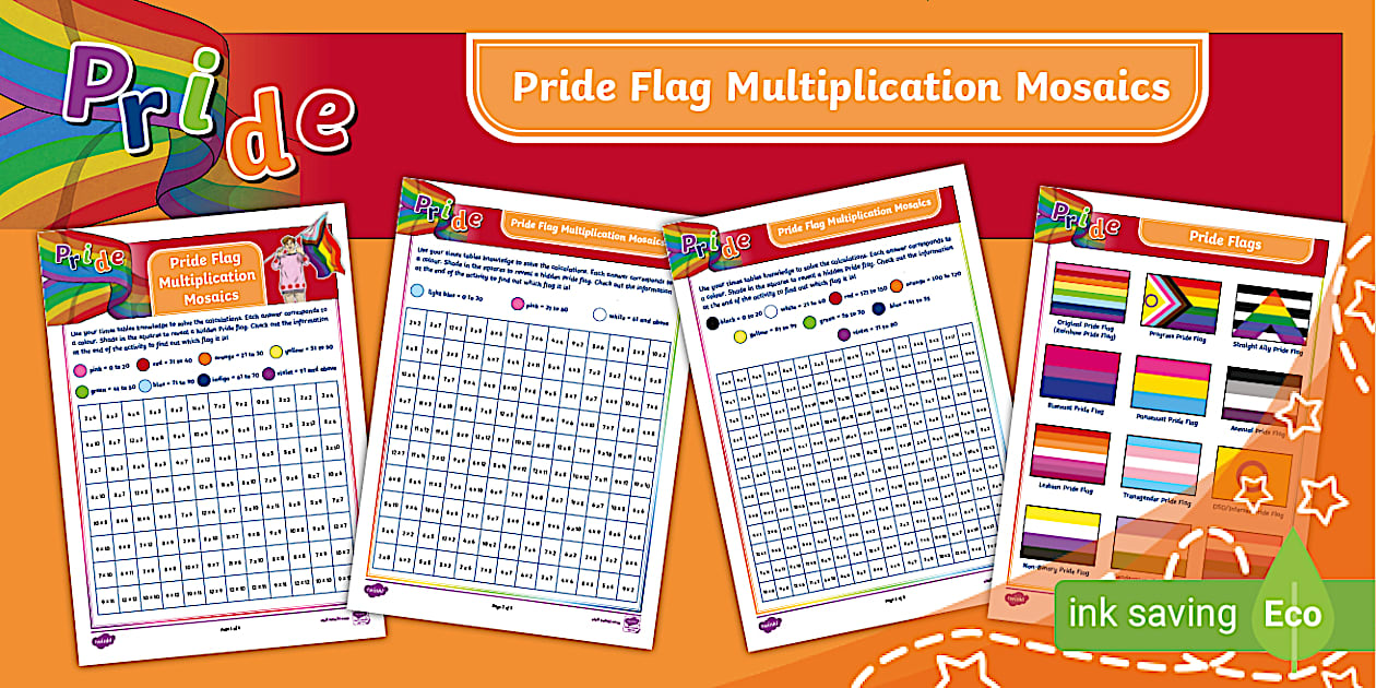 Pride Flag Multiplication Mosaics Activity (Ages 7 - 11)