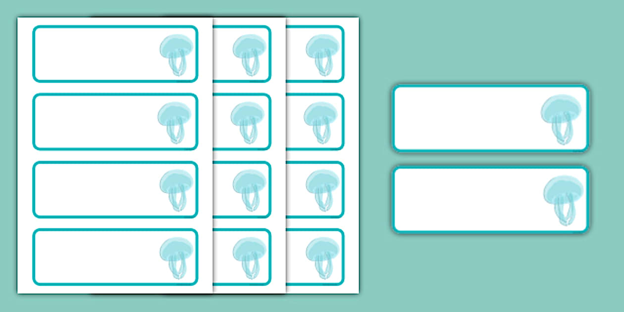 Jellyfish Themed Editable Drawer-Peg-Name Labels (Colorful)