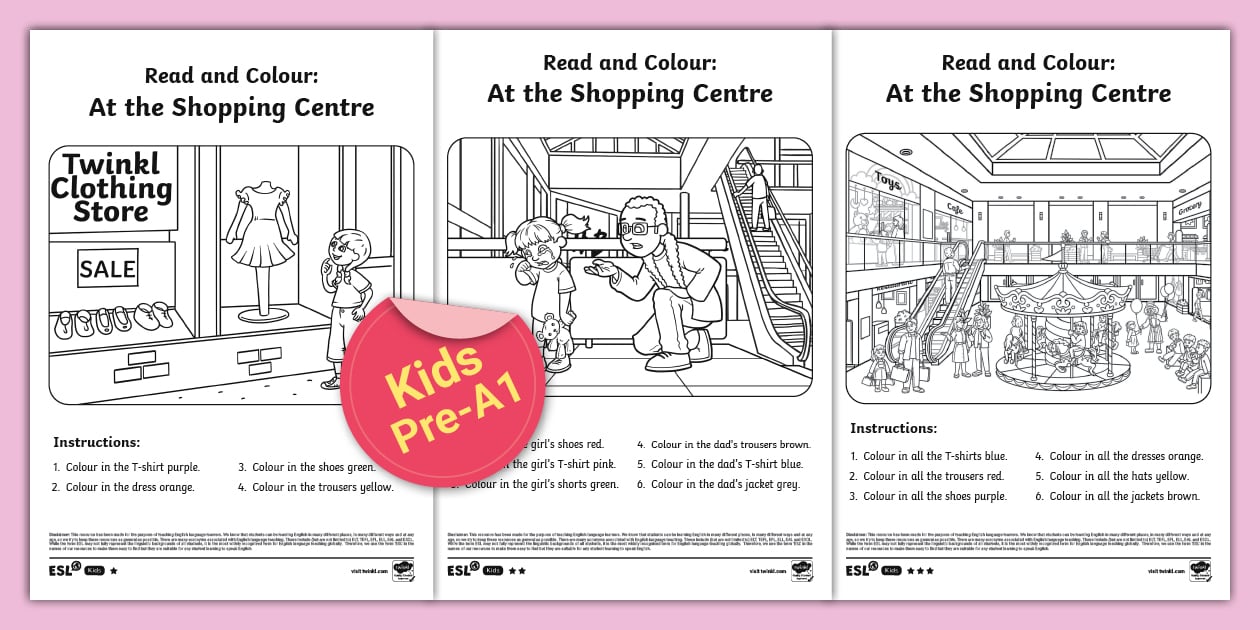 Colouring Page for Kids: ESL Clothing (teacher made)