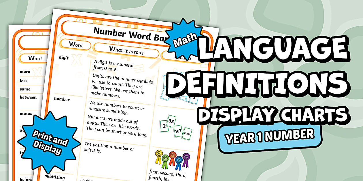 Math Language Definitions Display Chart - Number