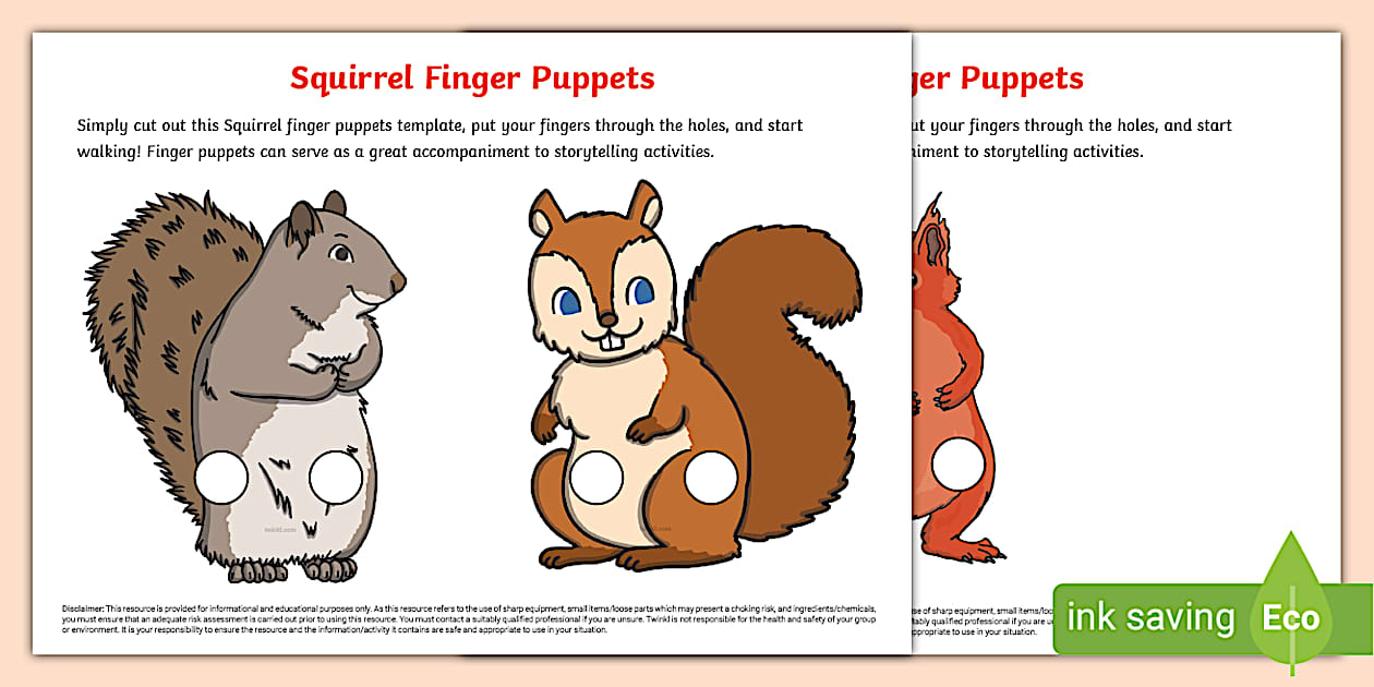 Squirrel Finger Puppets (teacher made) - Twinkl