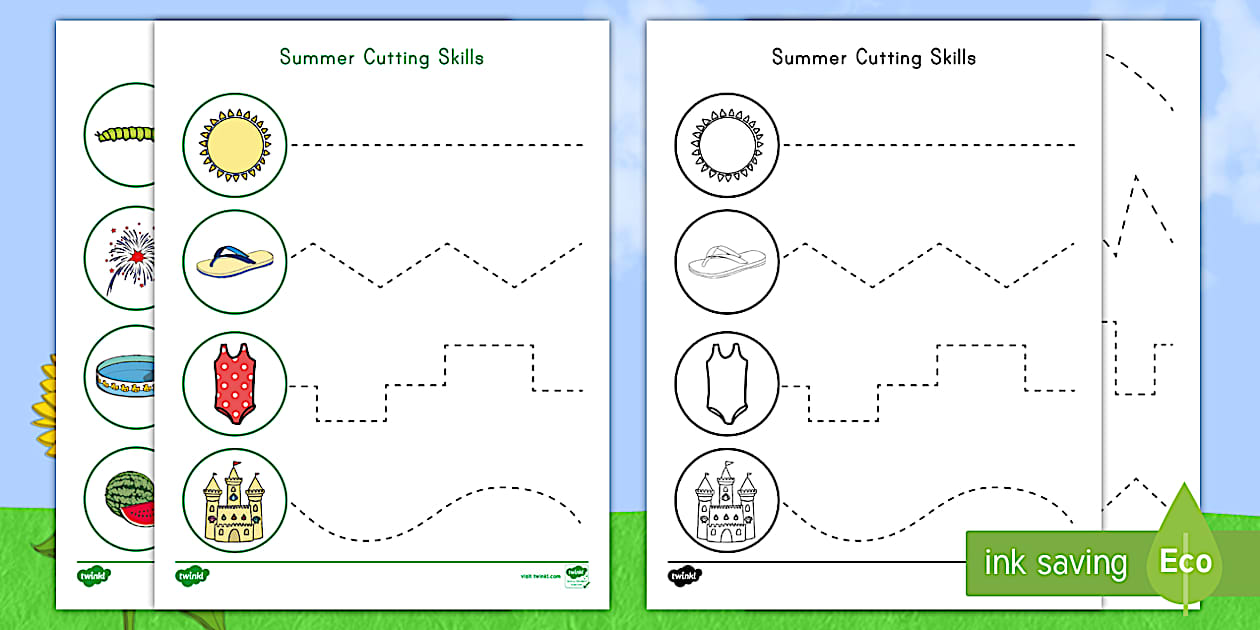 Summer Cutting Skills Worksheets | Printables | Twinkl USA