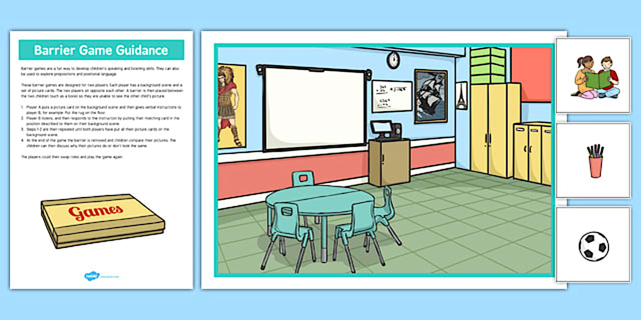 Editable At School Barrier Game (teacher made) - Twinkl