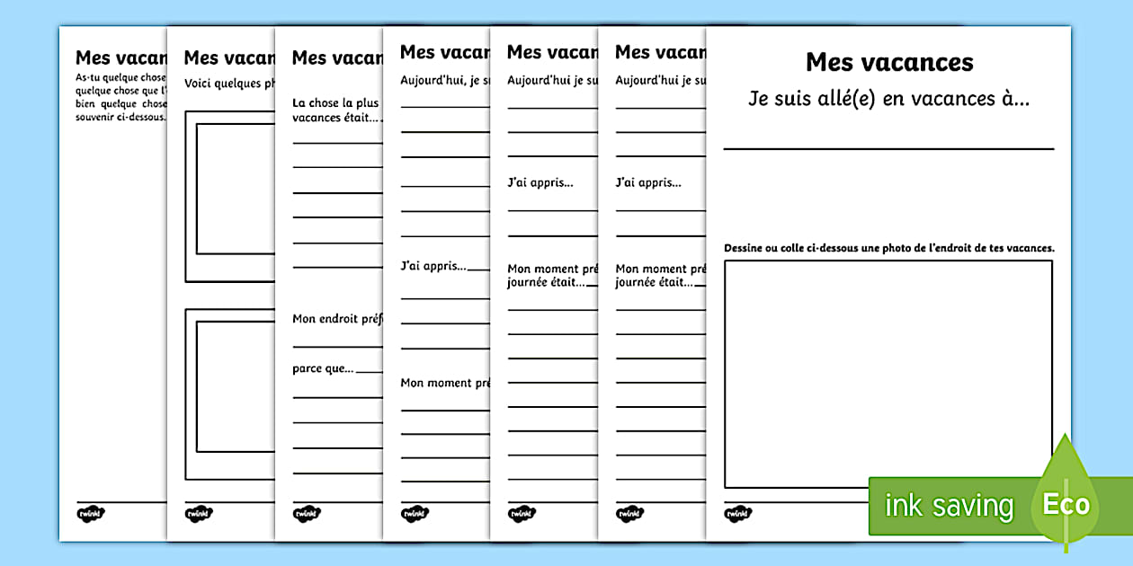 Feuilles d'activités : Mon cahier de vacances - L'été