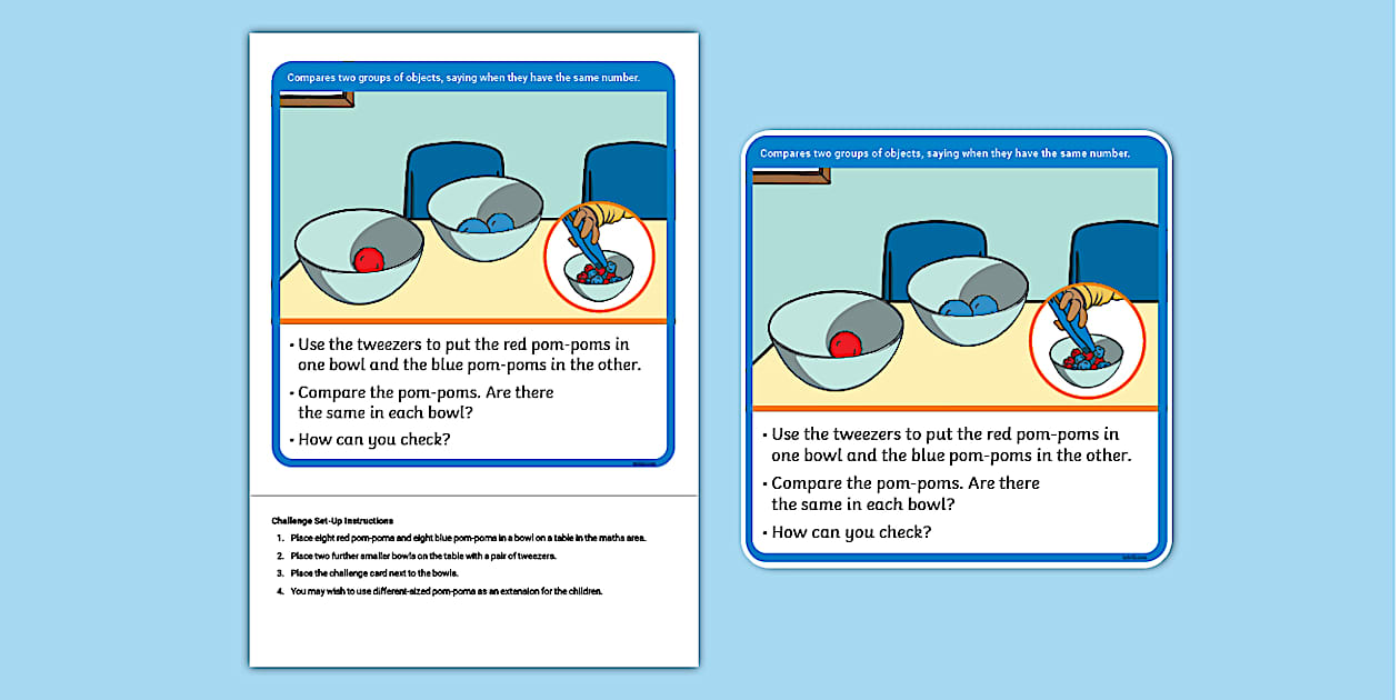 EYFS Maths Comparison Challenge: The Same Number of Pom-Poms