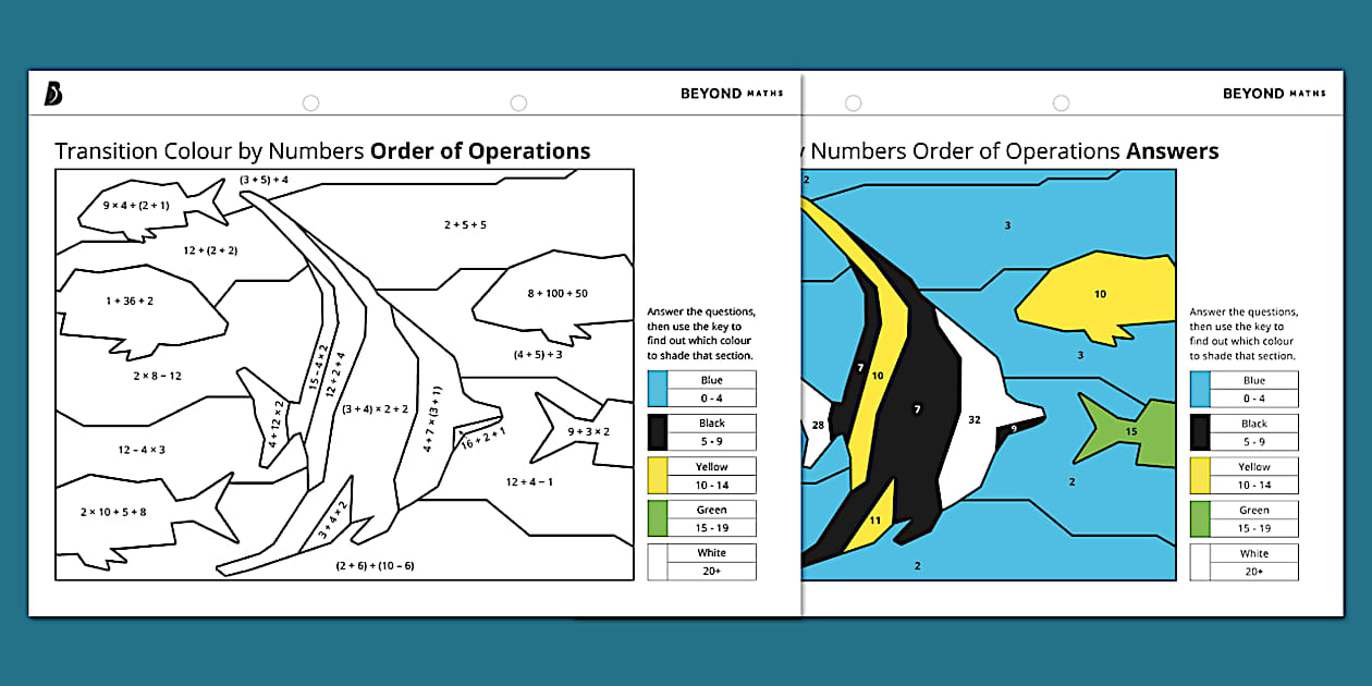 👉 Transition Colour by Numbers Order of Operations