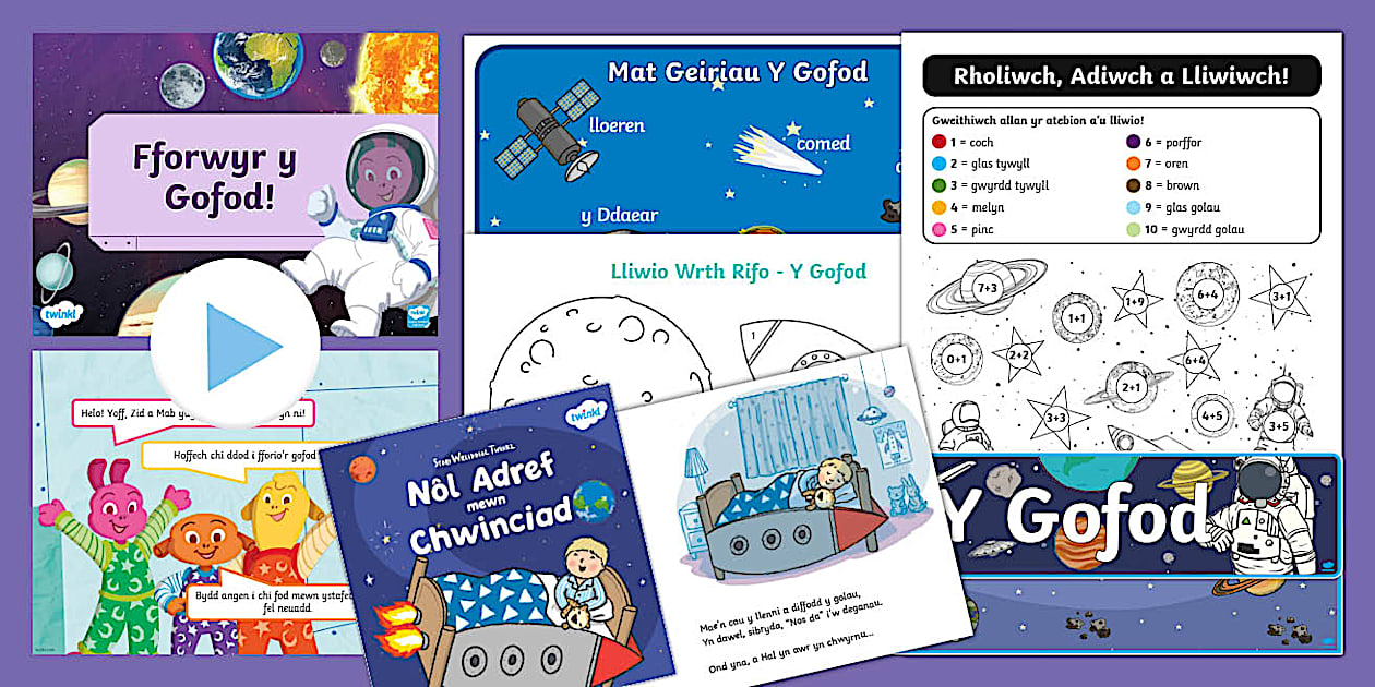 Y Gofod: Pecyn Gweithgareddau (teacher made) - Twinkl
