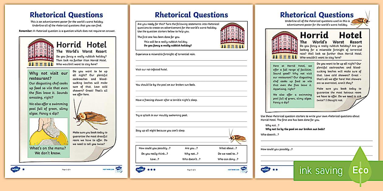 Editable Rhetorical Questions Differentiated Worksheets