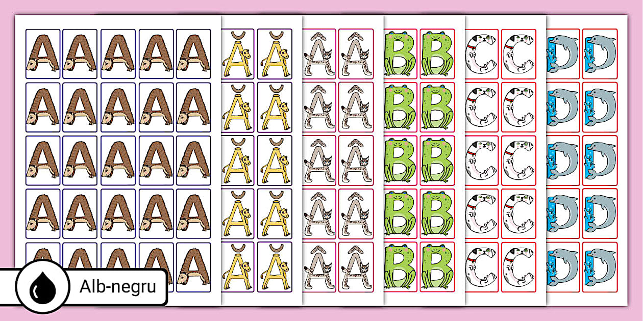 Jetoane cu literele alfabetului deghizate în animale