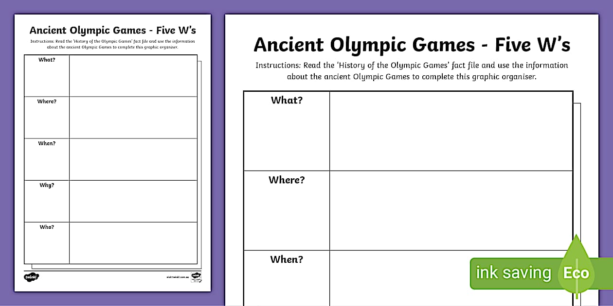 History of the Olympic Games Five Ws - Twinkl
