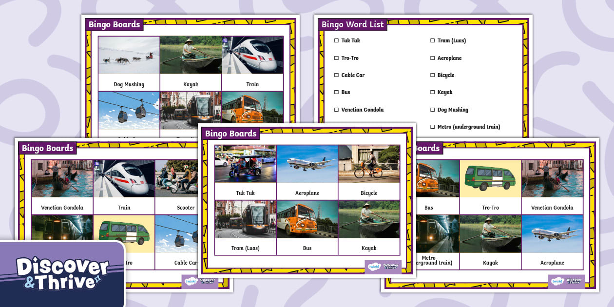 Transport from Around the World Bingo (teacher made)