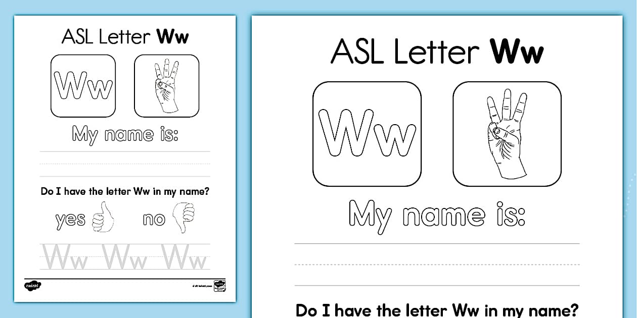 Letter W Sign Language Worksheet | Resource | Twinkl USA