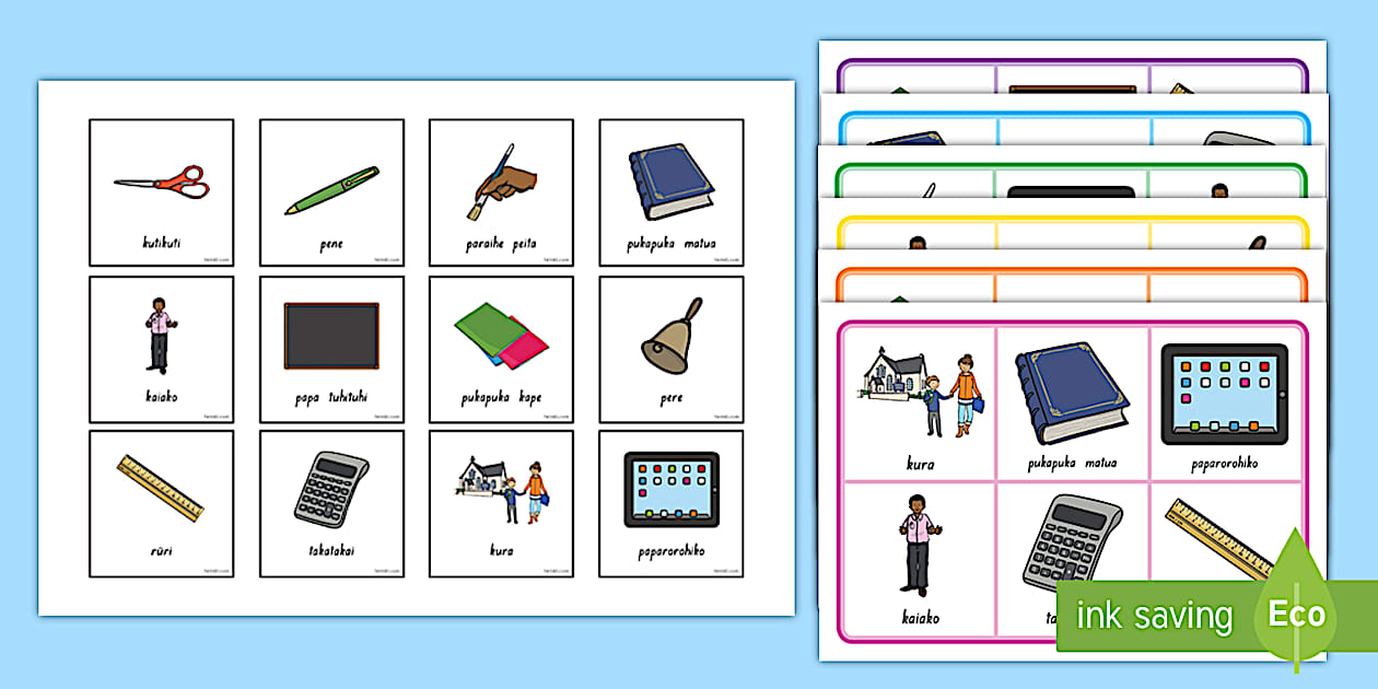 School-Themed Te Reo Māori Bingo